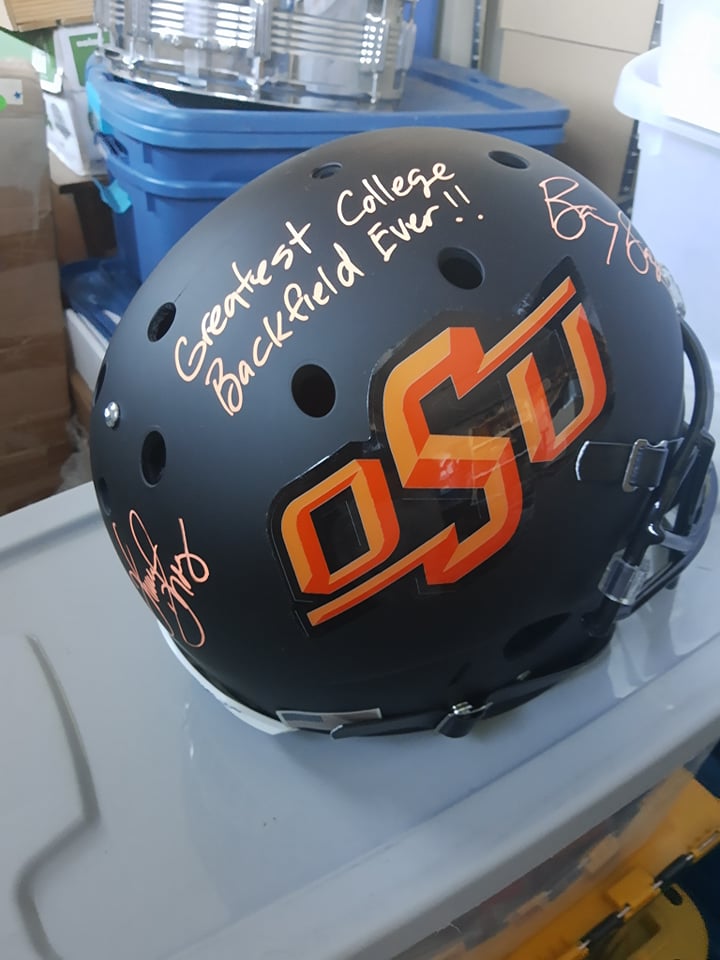 OSU Black Speed full size helmet signed by Barry Sanders and Thurman ...