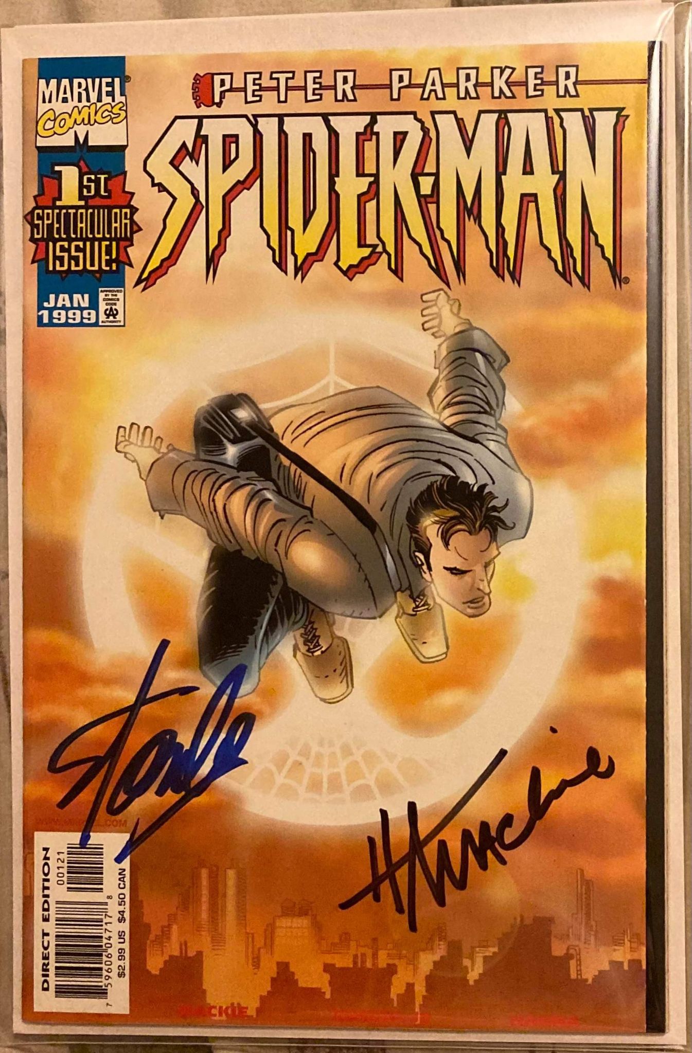 Peter Parker Spiderman Issue 1 Signed By Stan Lee And Howard Mackie