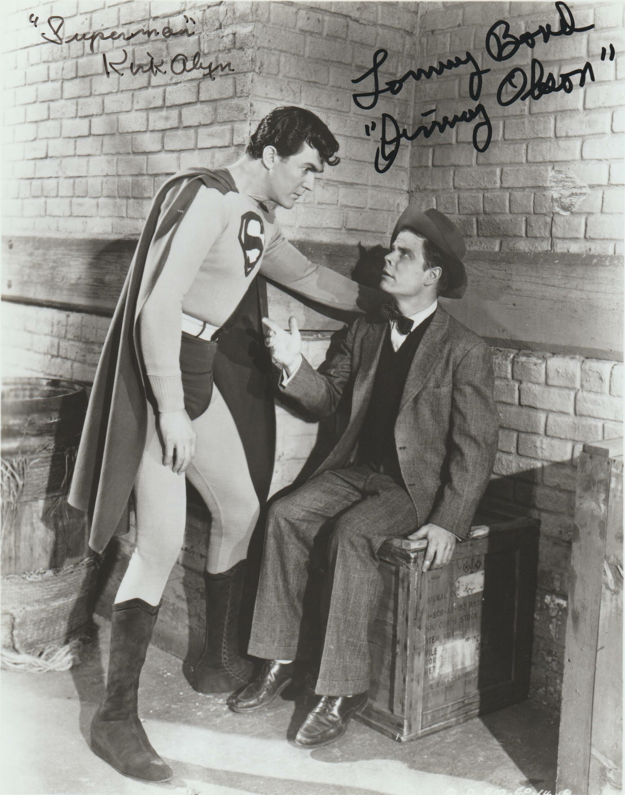 Superman 1948 signed photo Kirk Alyn as Superman and Tommy Bond as ...